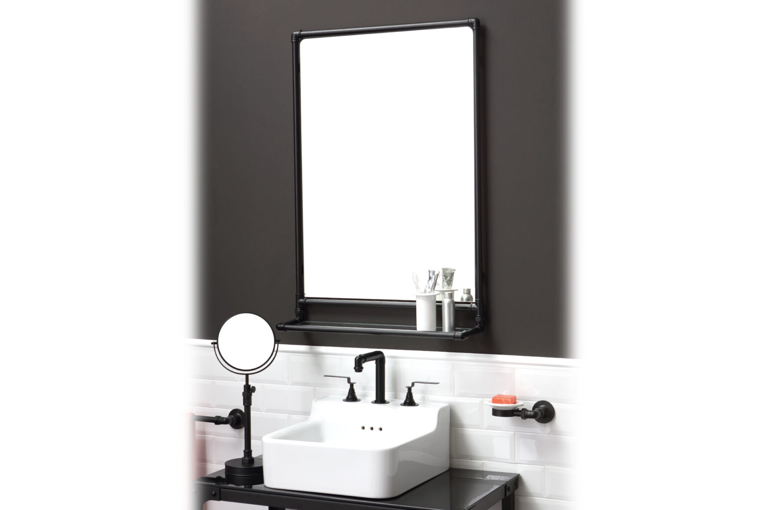 Mirror+ shelf industrial style - Bleu Provence