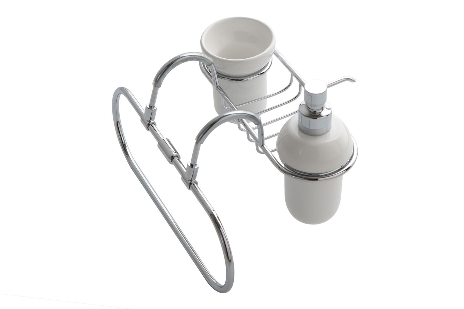 Soap rack + dispenser with toothbrush holder + towel holder - Bleu Provence