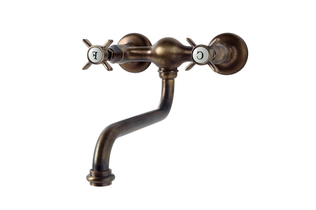 Wall mounted tap 2 holes bridge tap - Bleu Provence
